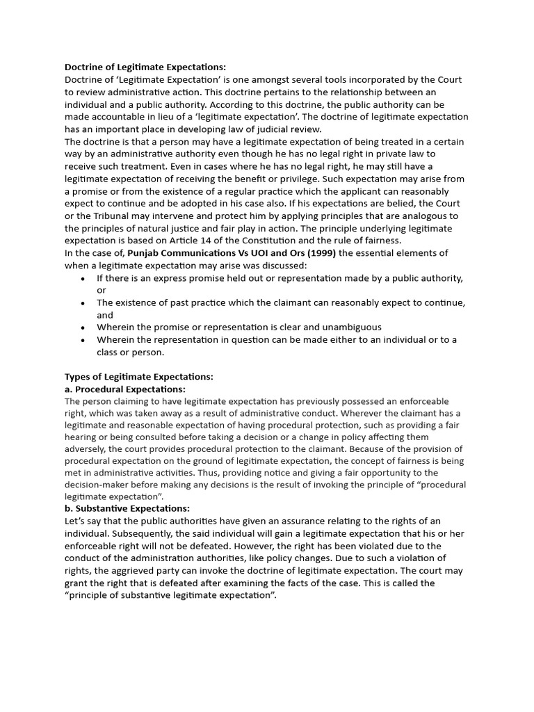 Doctrine of Legitimate Expectations | PDF | Governance | Justice