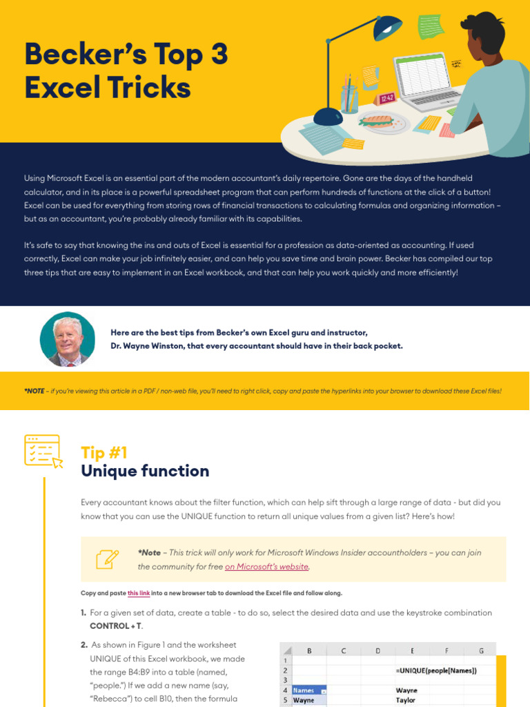 Beckers Top 3 Excel Tricks | PDF | Microsoft Excel | Spreadsheet
