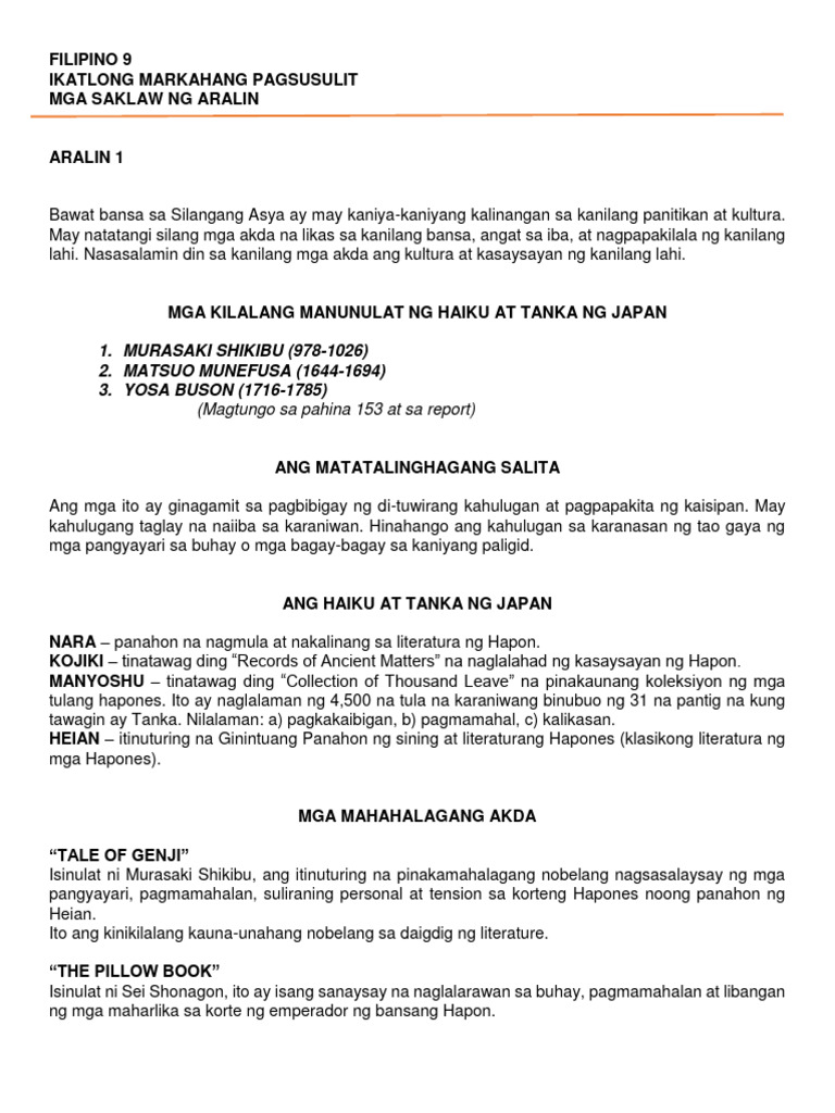 Filipino 9 3RD Qa Reviewer | PDF