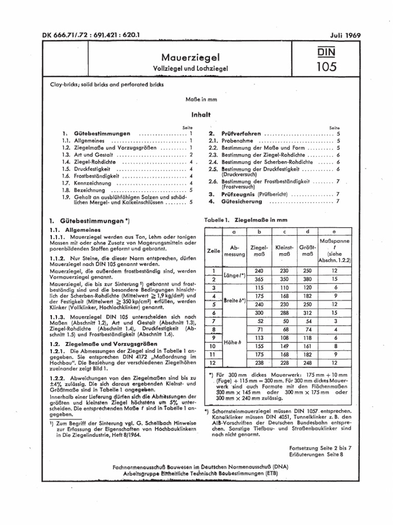 Din 105 1969-07 | PDF