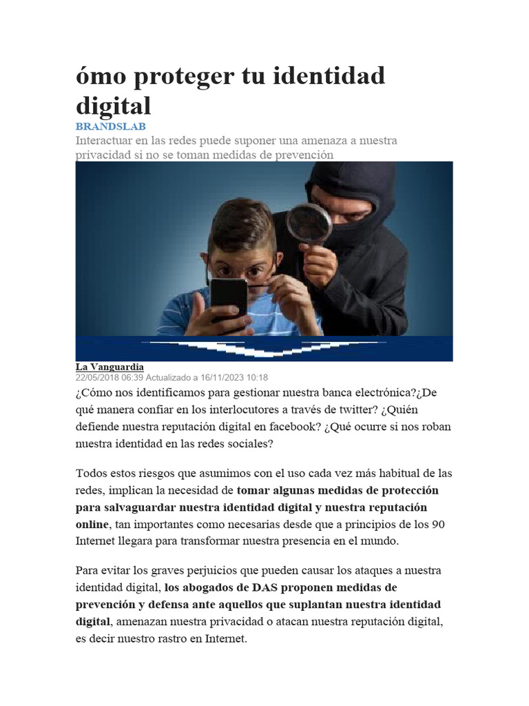 Cómo Proteger Tu Identidad Digital | PDF | Privacidad | Internet