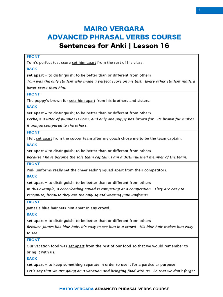 Advanced Phrasal Verbs Examples | PDF | Self-Improvement