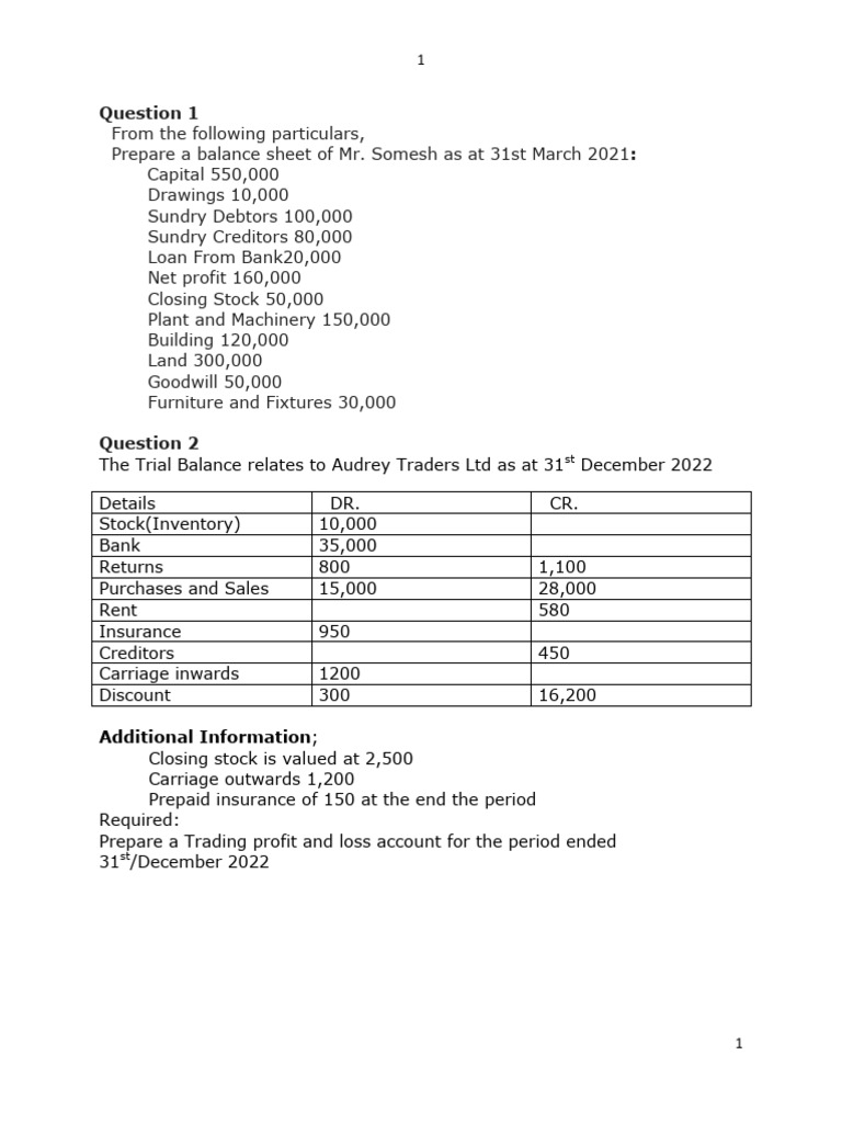 Trial Questions | PDF | Expense | Income Statement