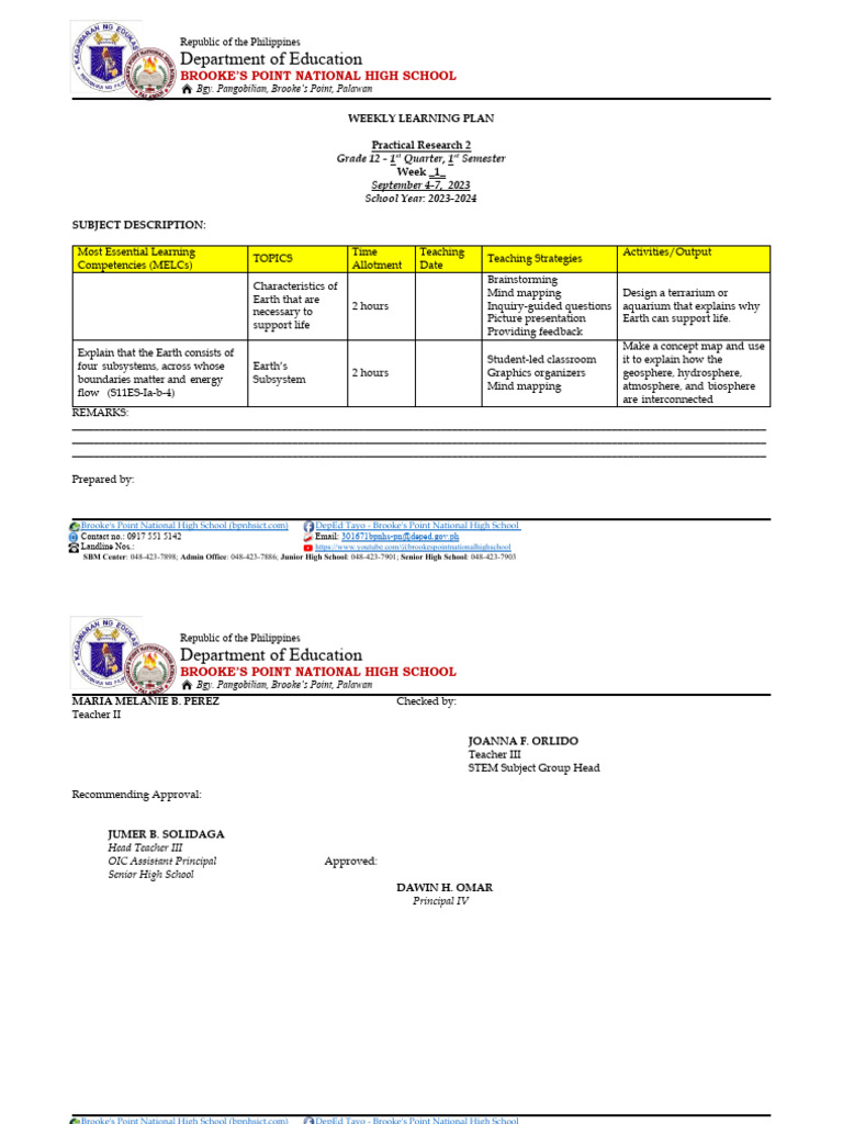 WLP Sy 2023 2024 | PDF | Learning | Behavior Modification