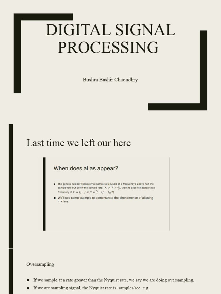 DSP Lec3 | PDF | Sampling (Signal Processing) | Algorithms