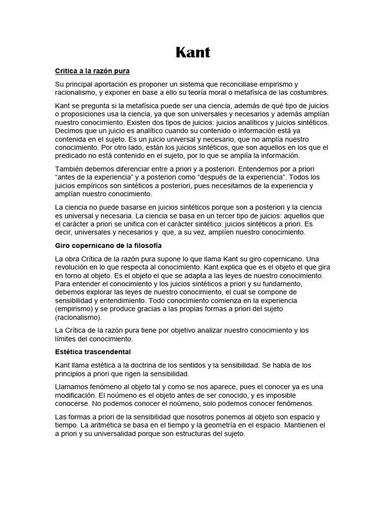 Kant | PDF | A priori y a posteriori | Immanuel Kant