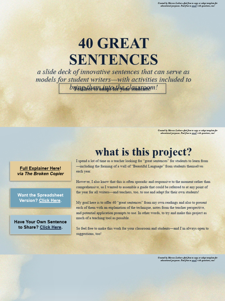 40 Great Sentences For Students To Learn From | Download Free PDF ...