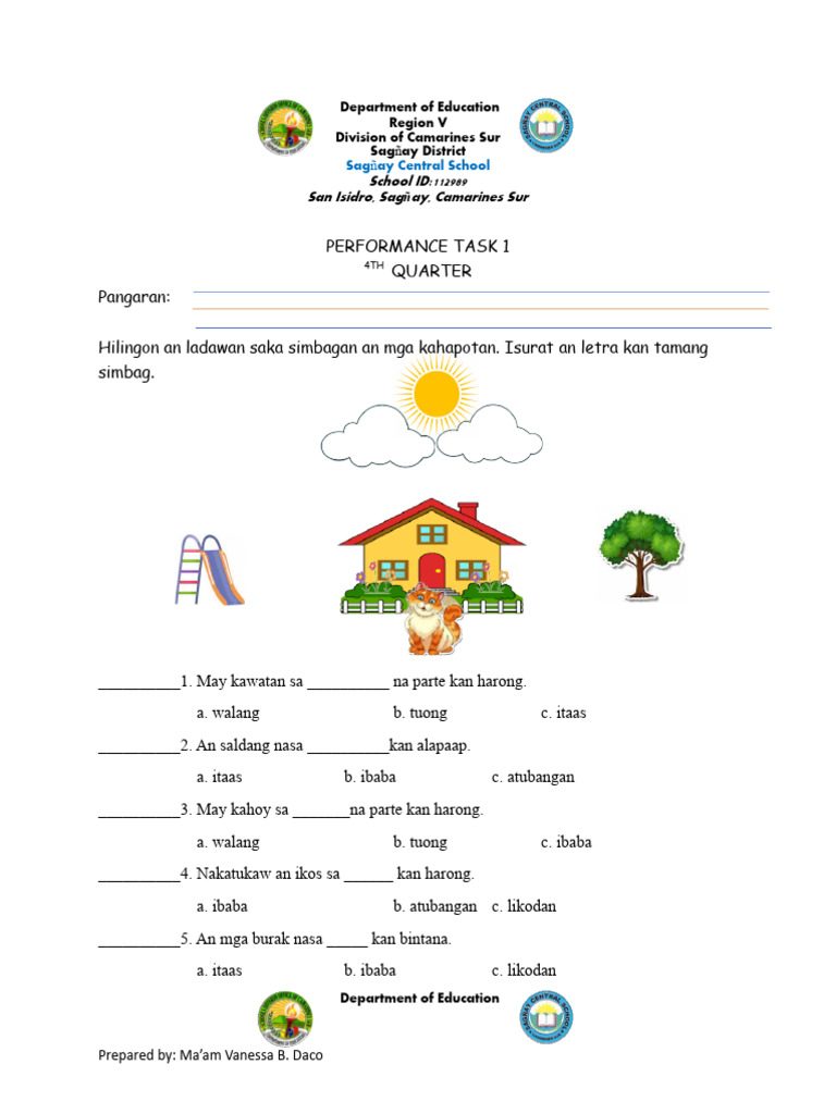 Performance Task 1 and Summative Test 1 in AP | PDF