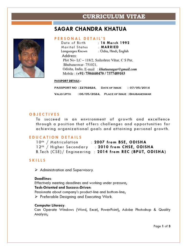 CV of SAGAR | PDF | Microsoft Power Point | Computing