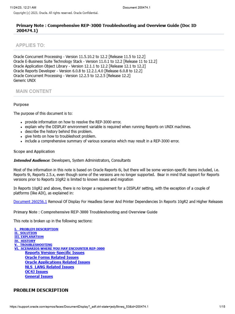 Primary Note Comprehensive REP-3000 Troubleshooting and Overview Guide (Doc ID 200474.1 ...