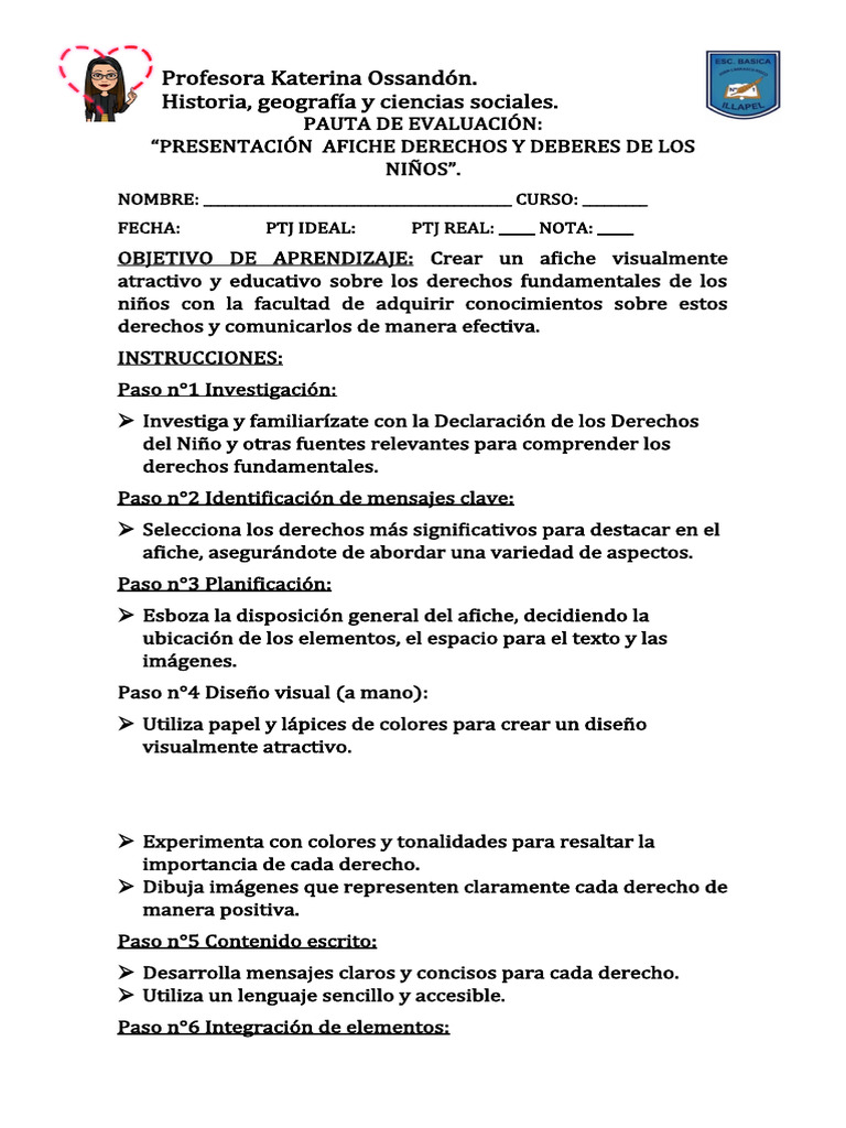 Afiche: Derechos de los Niños | PDF | Póster | Evaluación
