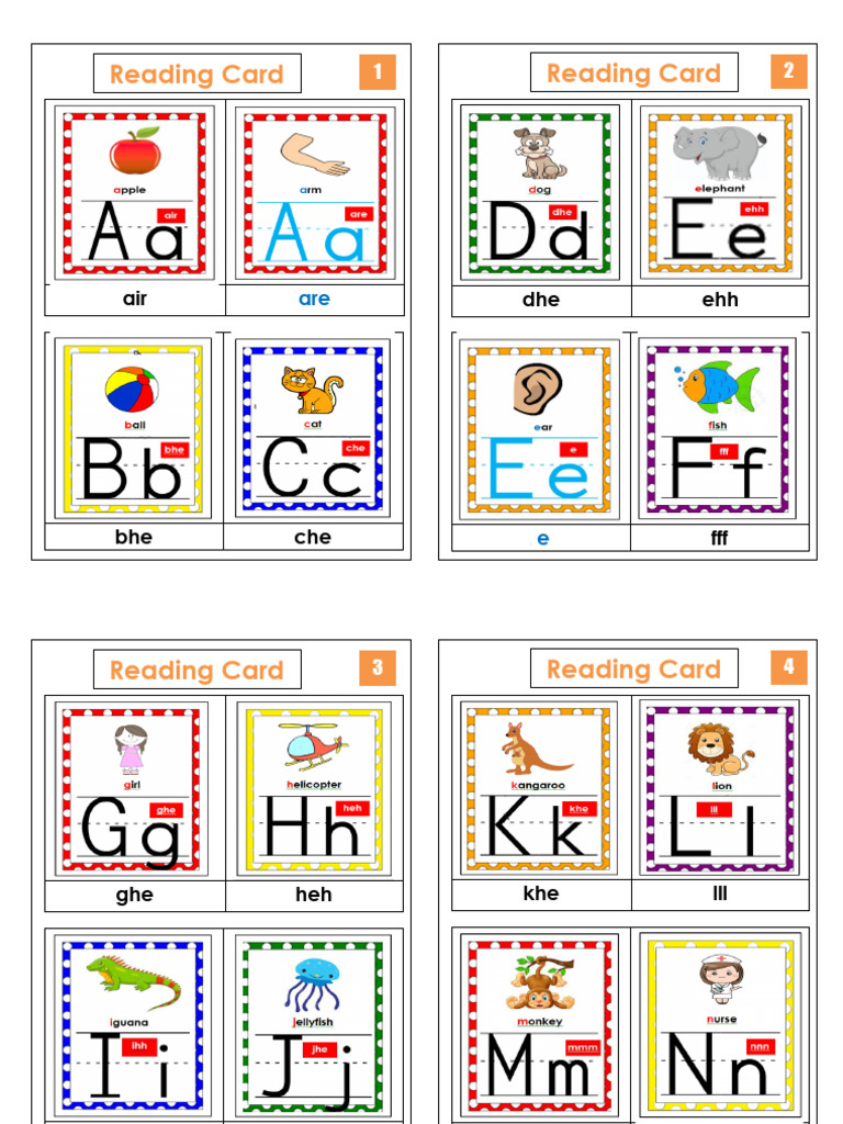 Phonic Reading Cards for Clear Pronunciation | PDF | Language Arts ...