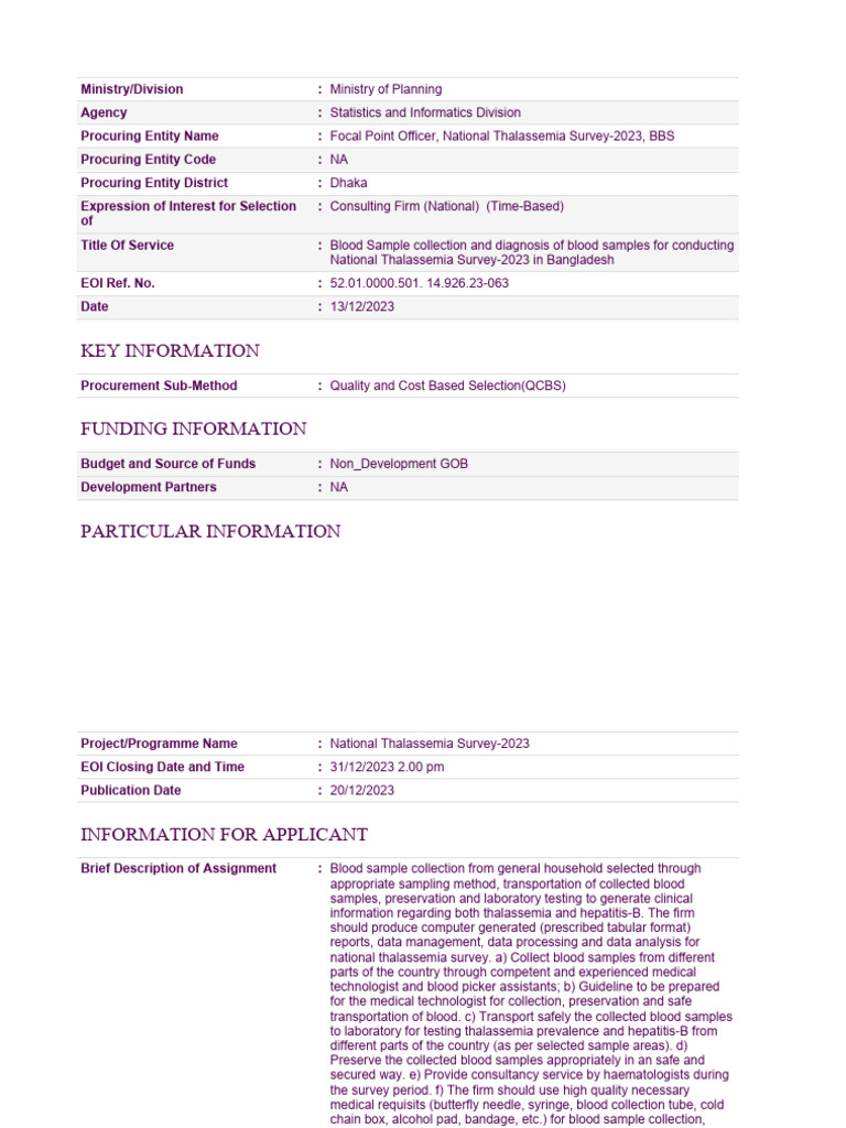 Blood Sample Collection and Diagnosis of Blood Samples For Conducting ...