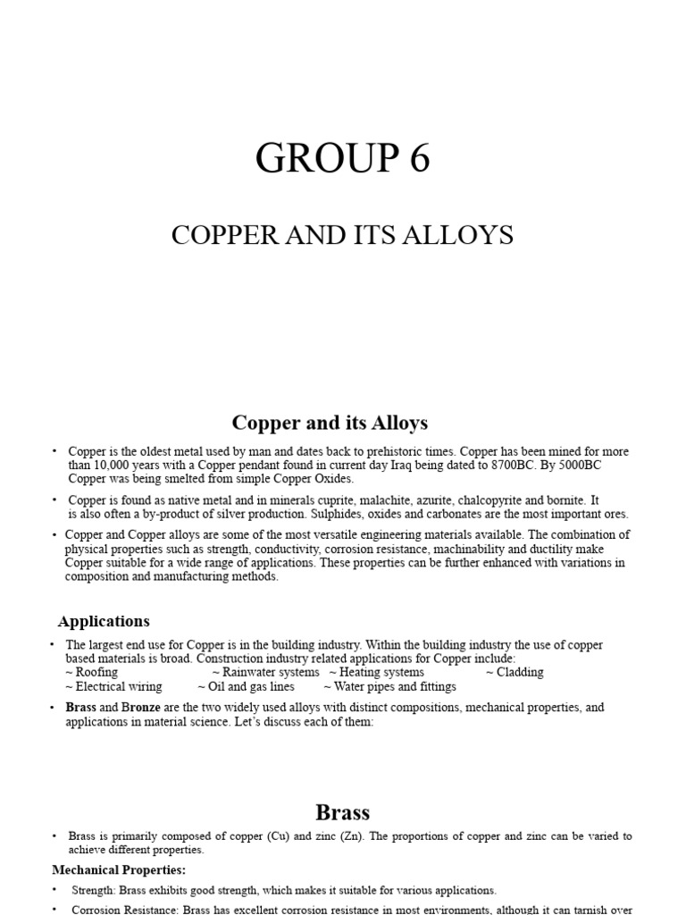 Group 6 Copper and Its Alloys | PDF | Copper | Brass