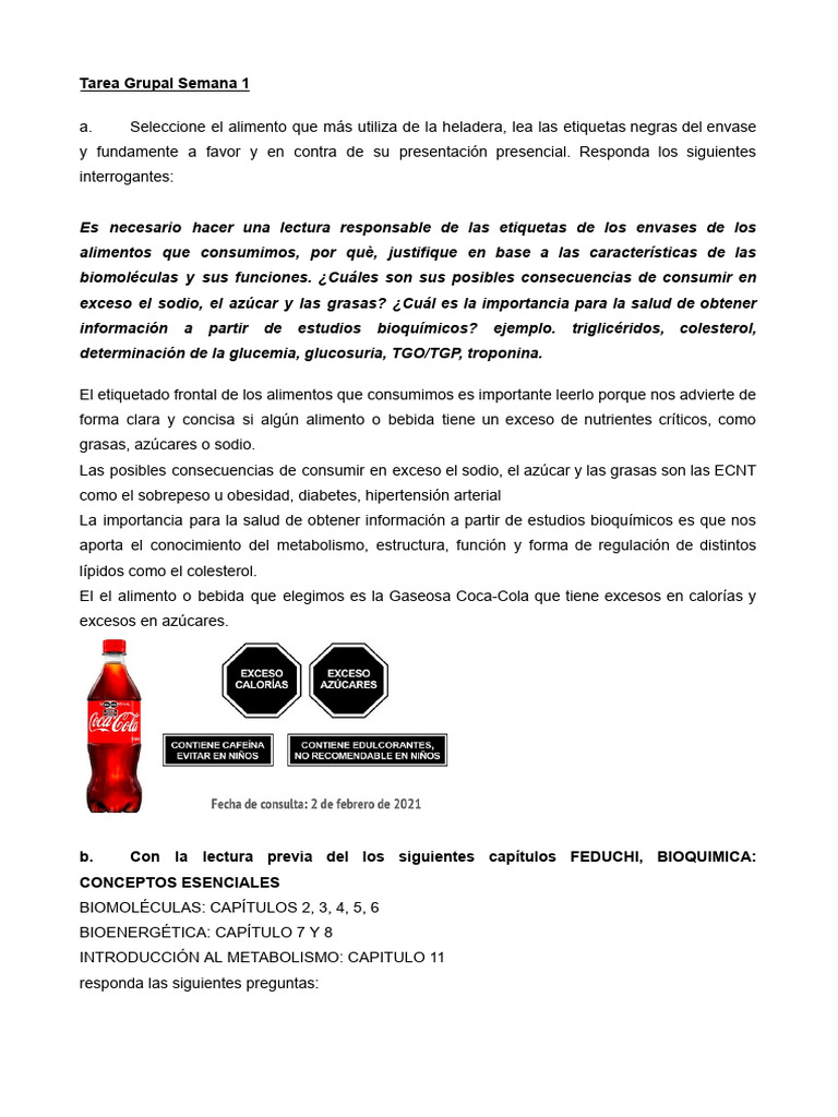TP Grupal Semana 1 MMF1 | PDF | Metabolismo | Redox