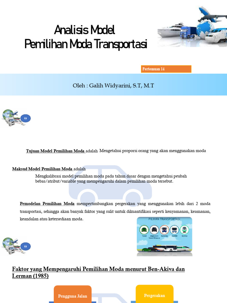 Pertemuan 14 - Analisis Pemilihan Moda Transportasi | PDF