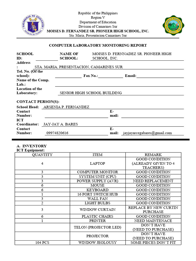 Computer Laboratory Report | PDF | Office Equipment | Computing