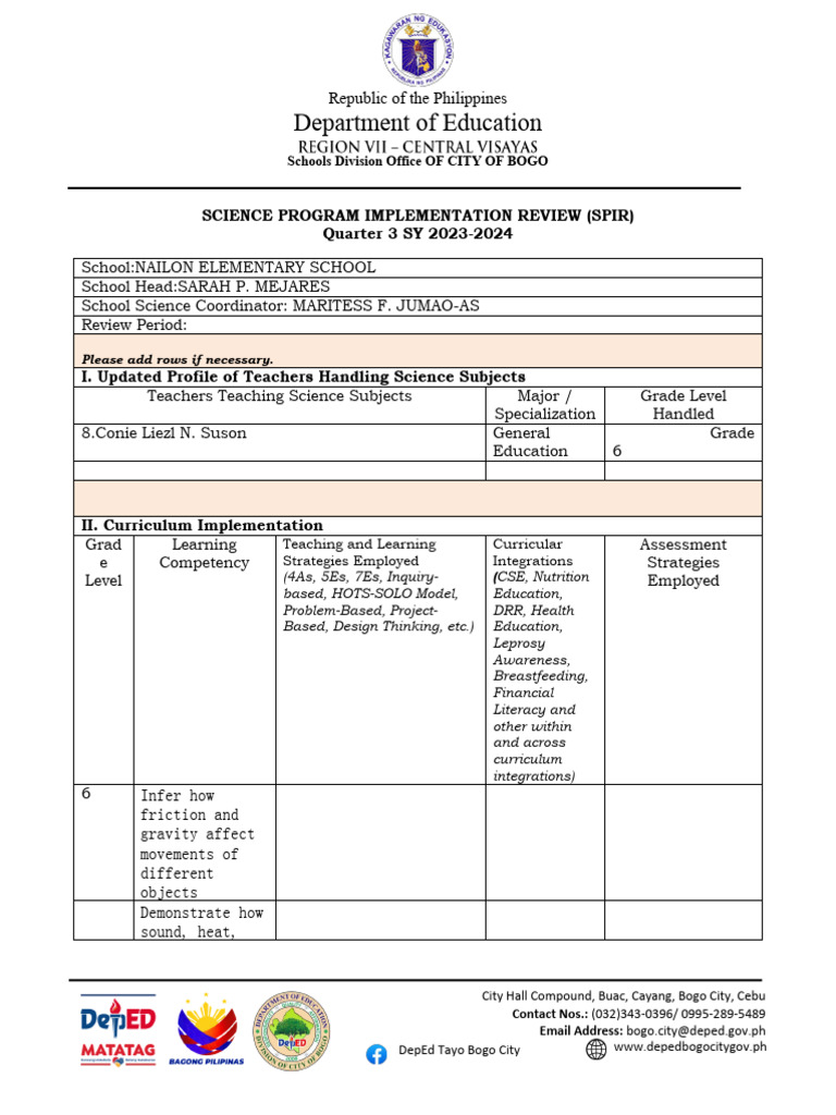 Q3SCIENCE 6 PIR-Division-Template-SOFT | PDF | Learning | Cognition