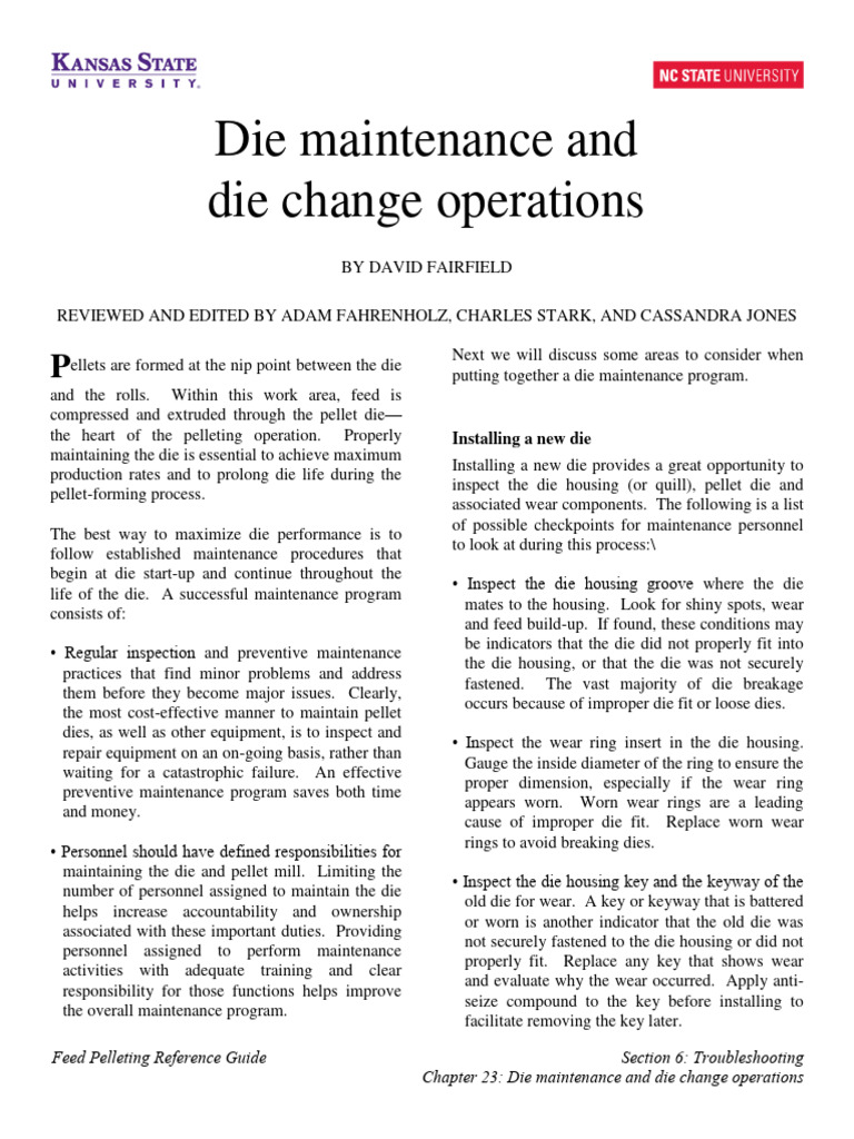 Die Maintenance and Performance Guide | PDF | Wear | Screw