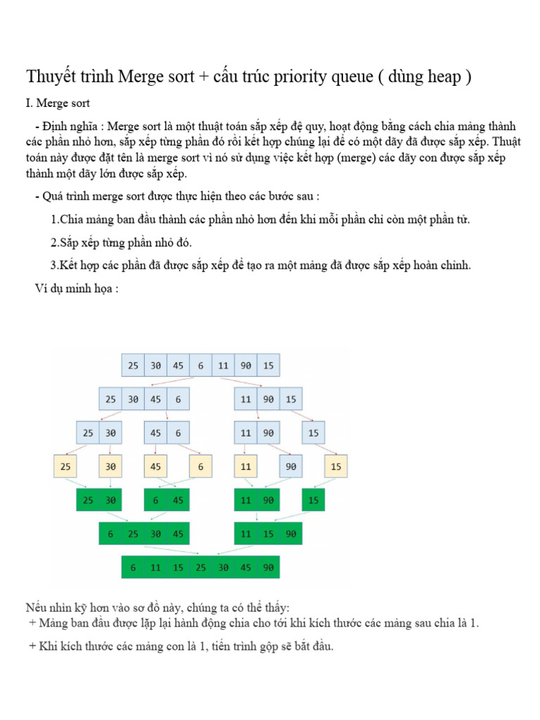 Thuyết trình merge sort + Priority queue | PDF