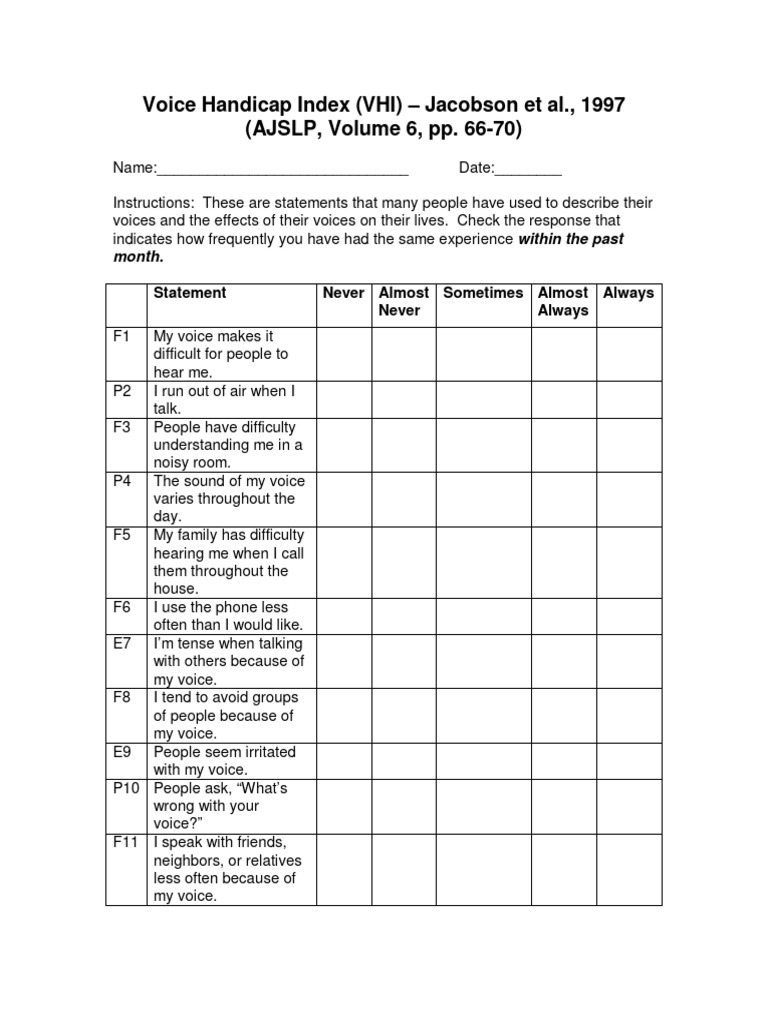 Voice Handicap Self-Assessment | PDF | Standard Score | Standard Deviation