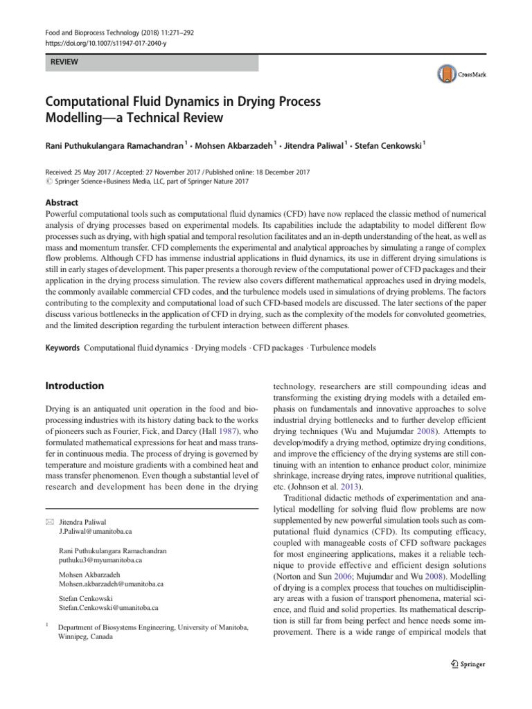 Computational Fluid Dynamics in Drying Process Modelling - A Technical Review | Download Free ...