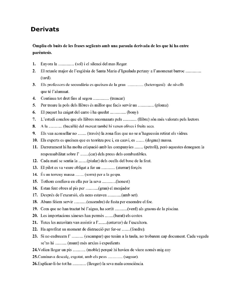 Derivats Exercicis | PDF