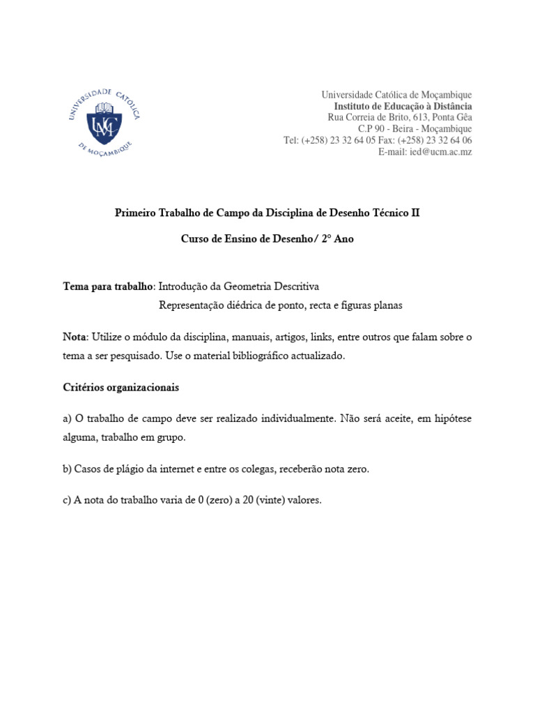 Trabalho de Campo 1 de DT 2 - 2024 | PDF