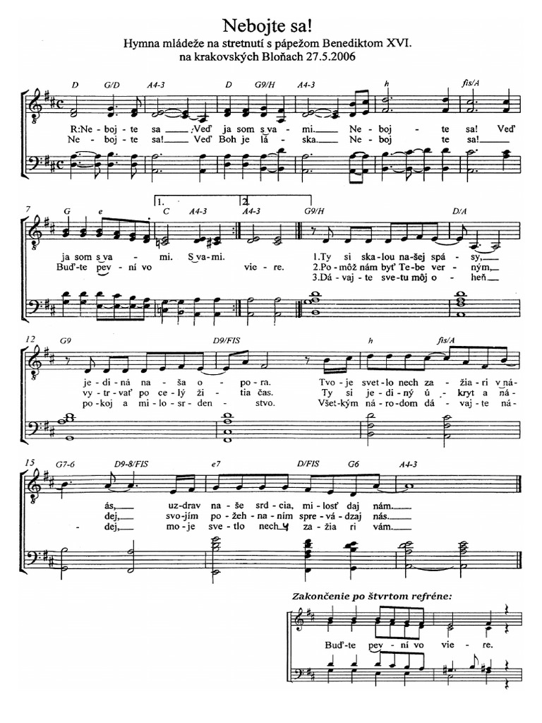 Nebojte Sa NOTY Pre Zbor Ver 2 | PDF