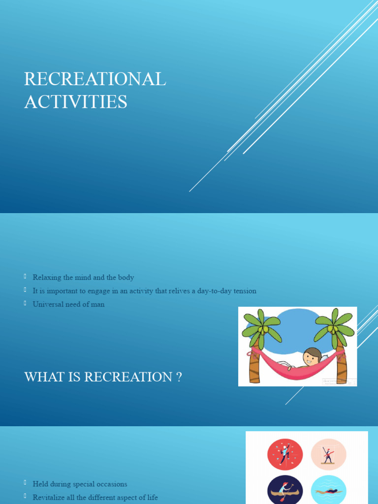 LESSON 1 - Recreational Activities | PDF | Recreation | Behavioural ...