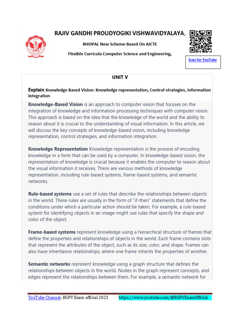 Image Processing and Computer Vision Unit 5 | PDF | Machine Learning | Computer Vision