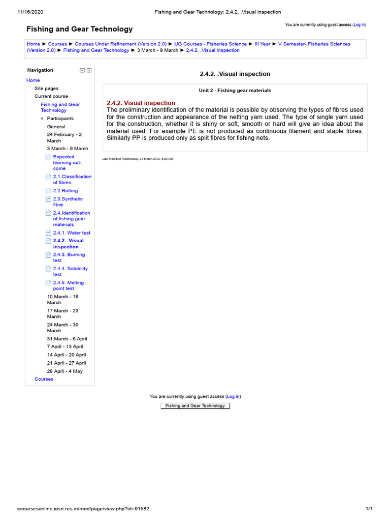 Visual Inspection of Fishing Gear Materials | PDF | Yarn | Fibers