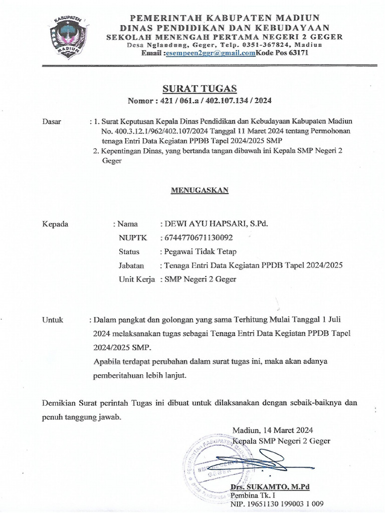 Surat Tugas PPDB | PDF Surat Tugas PPDB | PDF