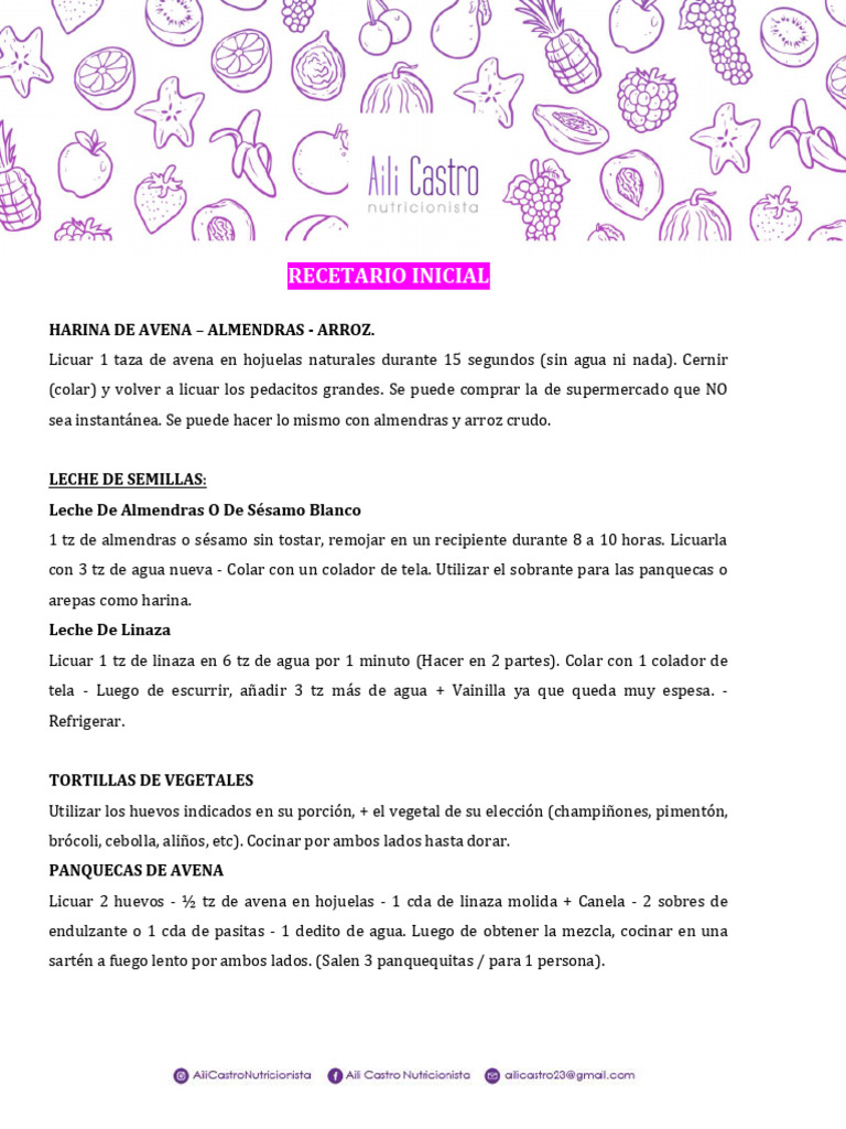 Recetario Inicial | PDF | ensalada | Alimentos