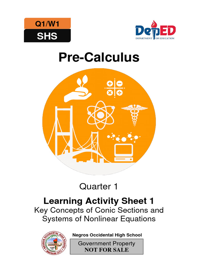 Pre Calculus - LAS - Q1 - Week1 and 2 | PDF | Ellipse | Mathematics