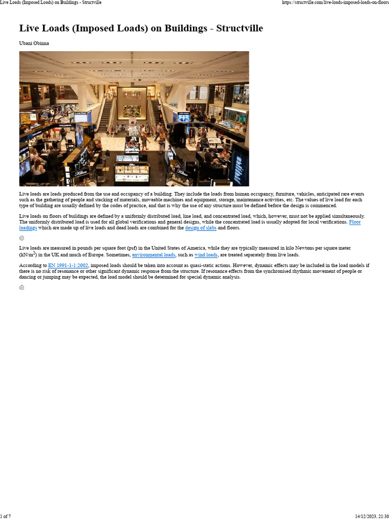 Live Loads (Imposed Loads) On Buildings - GOOD | PDF | Structural Load ...