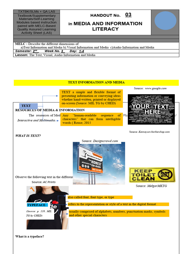 Mil q4 Handout-Melc4a Text-Etc | PDF | Composition (Visual Arts)