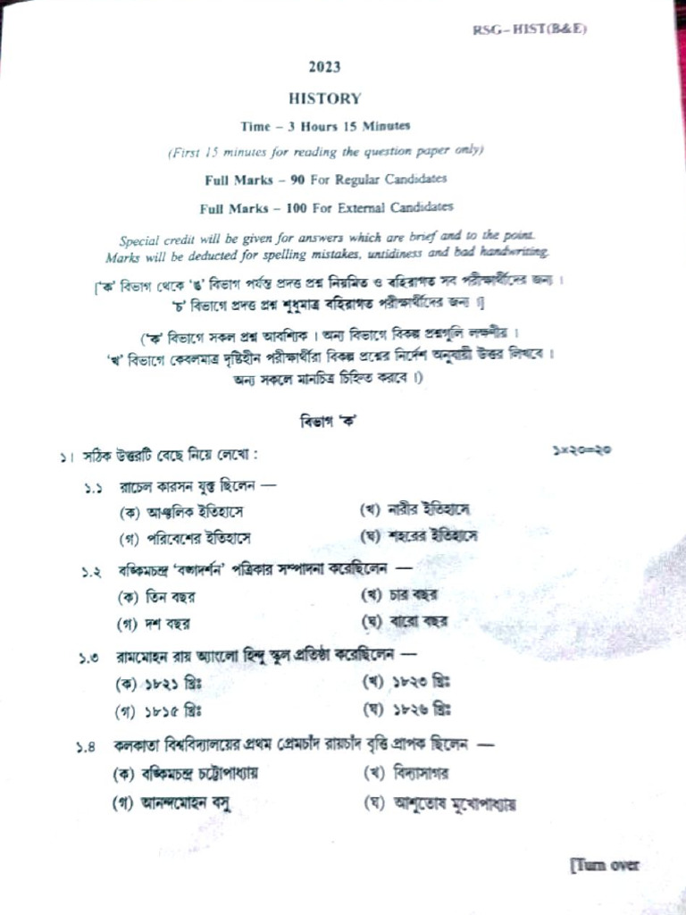 10th History Question Paper 2023 | PDF