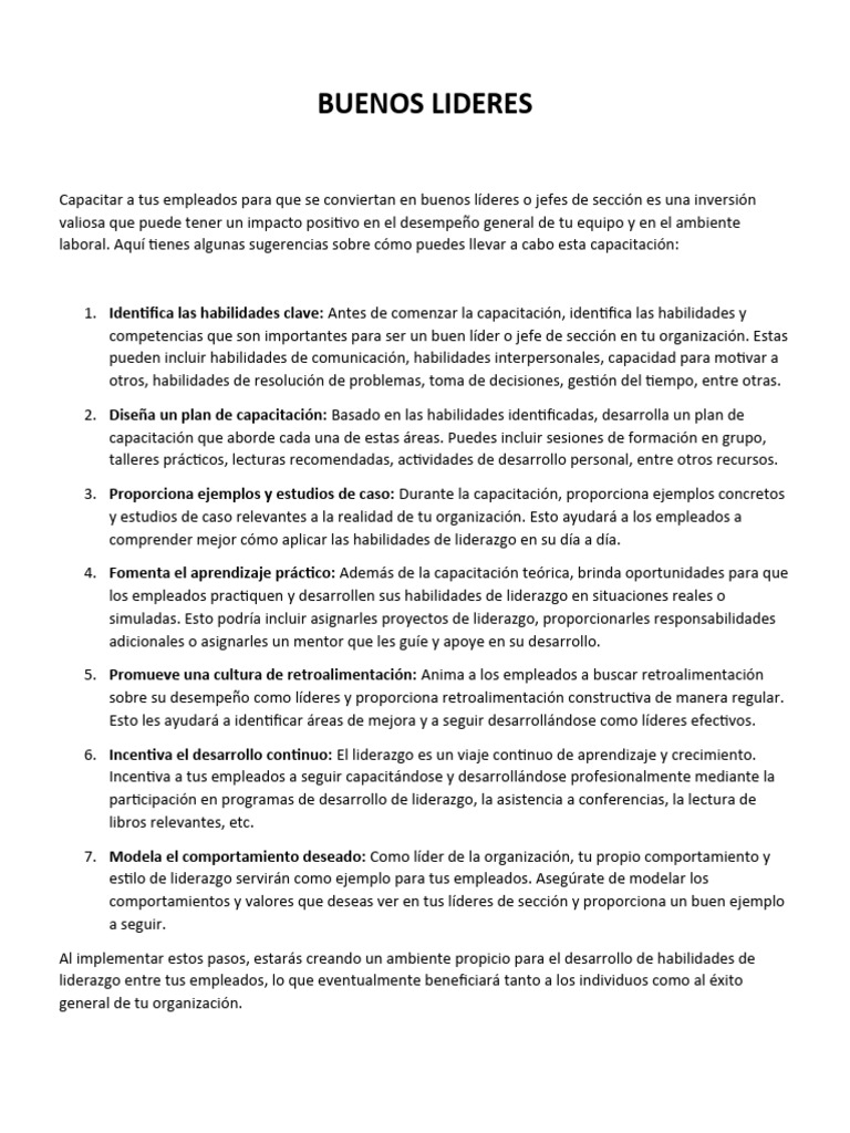 Buenos Lideres | PDF | Liderazgo | Toma de decisiones
