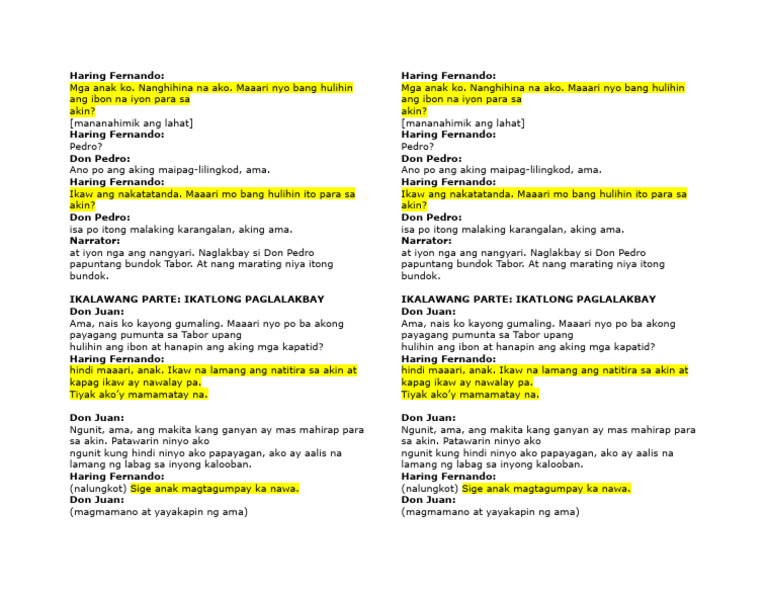 Ibong Adarna - Haring Fernando Lines | PDF