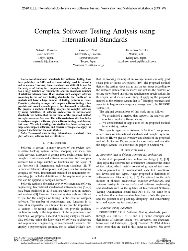 Complex Software Testing Analysis Using International Standards | PDF ...