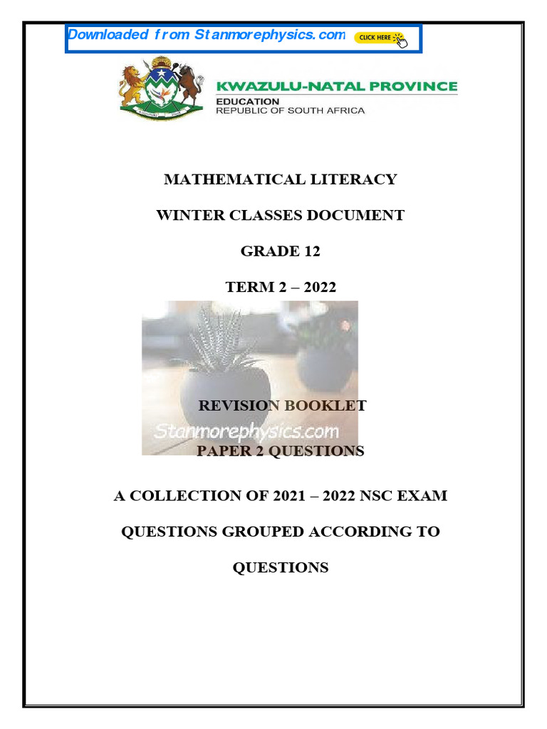 Maths Literacy Grade 12 Term 2 WINTER REVISION 2022 | PDF | Area | Length