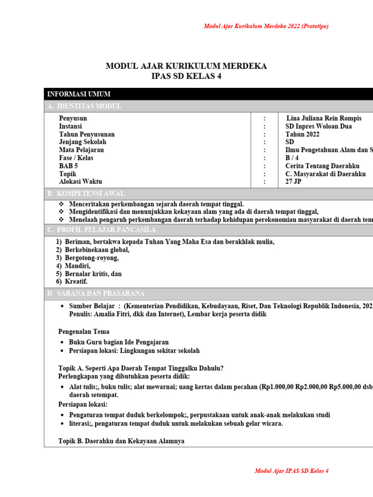 BAB 5 - MA IPAS Kls 4 | PDF | Kajian Bahasa Asing