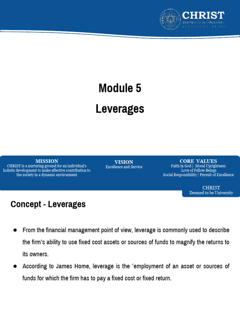 Module 5 FM Leverages | PDF | Leverage (Finance) | Capital Structure