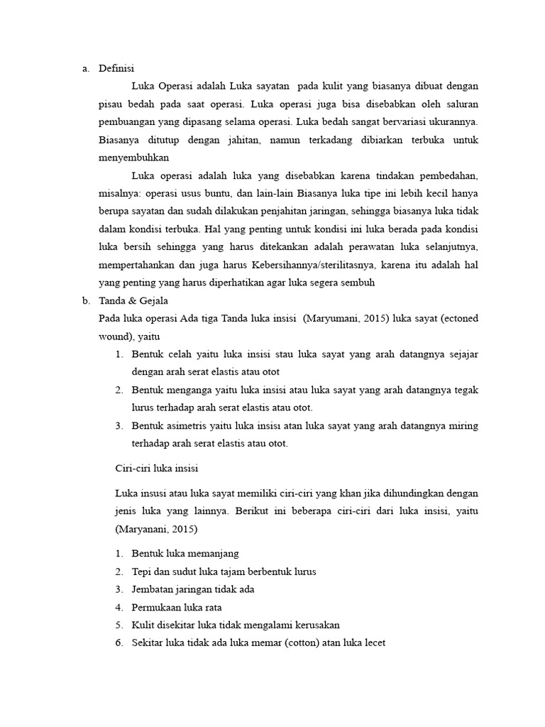 Definisi, Tanda Dan Klasifikasi Luka Operasi WC | PDF