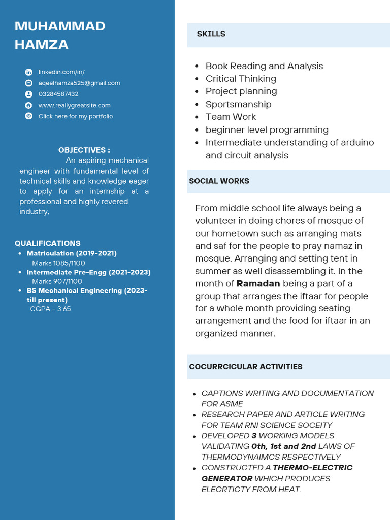 Blue Light Blue Color Blocks Flight Attendant CV | PDF