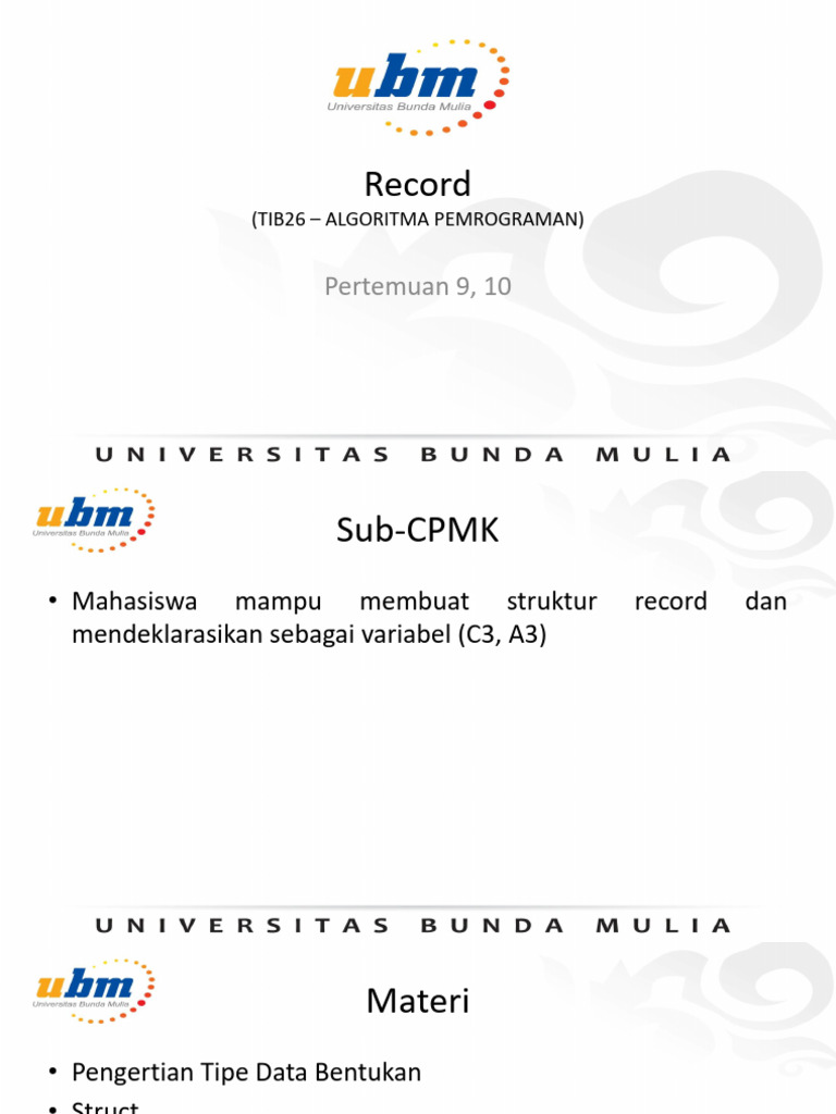 Struktur Data Record dalam Pemrograman | PDF | Komputer