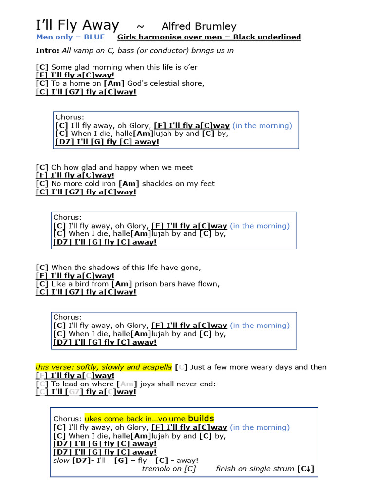 BRUMLEY - I'll Fly Away (C) TAB | PDF | Poetry