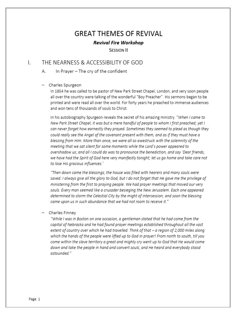 Great Themes of Revival 1 | PDF | Sermon | Prayer