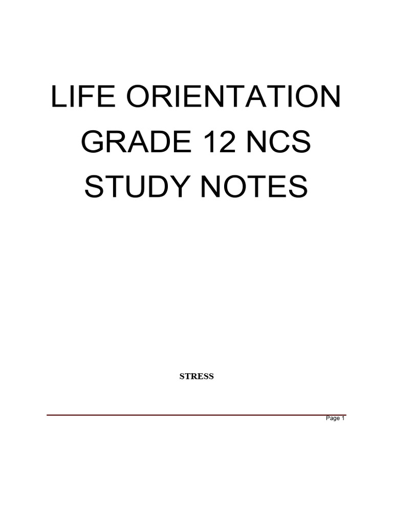 Life Orientation Grade 12 Ncs Study Notes Final | Download Free PDF ...